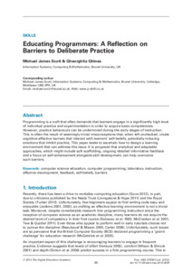 Educating Programmers: A Reflection on Barriers to Deliberate Practice - Falmouth University ...